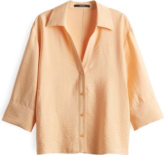 someday Damen Dreiviertelarmbluse | Hemdbluse ZEMILY Loose aus strukturierten Viskose-Mix Frozen Mango, S