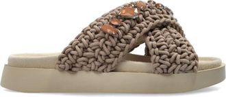 INUIKII Femme, Chaussures, Beige, Taille: 36 EU Woven Slides