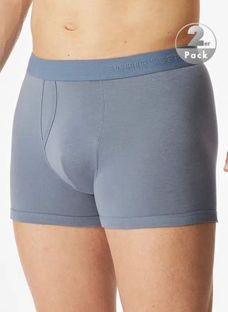 Schiesser Herren Trunks blau Baumwoll-Stretch unifarben