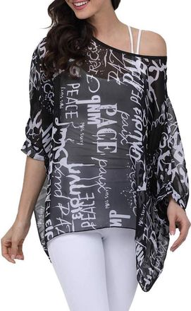 Minetom Damen Sommer Chiffon Bluse Strand Beil&auml;ufige T Shirt Lose Hemd Oversize Oberteile Tuniken Tops Strandponcho Bikini Cover Up Stil 03 Einheitsgr&ouml;&szlig;e