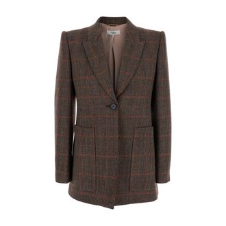 Chlo&eacute; Taillierter Blazer in karierter Wolle - - Jackets - Damen - Braun - S