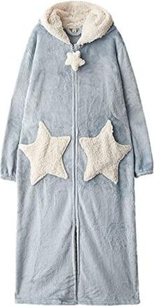Generic Robe de chambre zippée pour femme Grande taille | Robe de chambre chaude et confortable en polaire avec poches et ceinture - Robe de chambre à capuche