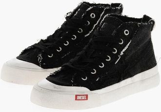 Diesel Vintage Effect Denim S-ATHOS High-Top Sneakers size 44,5