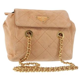 Prada Pre-owned Wildleder Schultertasche - - Pre-owned - Damen - Beige - ONE SIZE