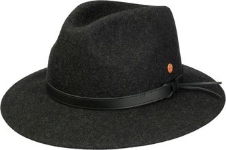 Mayser Marvin Trekking Wollhut Wollfilzhut Travellerhut Filzhut Herren - Made in The EU mit Lederband Winter Herbst-Winter - 63 cm anthrazit