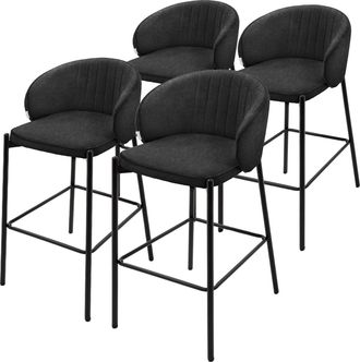 ML Design ML-Design Barhocker 4er Set Anthrazit mit Stoffbezug, H:76 cm, Gepolsterte Barst&uuml;hle mit Metallgestell, K&uuml;chenst&uuml;hle mit R&uuml;ckenlehne und Fu&szlig;st&uuml;tze, Tr