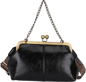 Generic Sac &agrave; bandouli&egrave;re r&eacute;tro pour femme Kiss Lock Sac &agrave; main Sac &agrave; bandouli&egrave;re Pochette de soir&eacute;e (Marron)