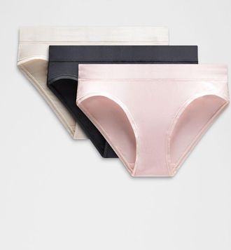 lululemon UnderEase Bikini-Unterw&auml;sche mit mittelhohem Bund 3er-Pack f&uuml;r Frauen - Gr&ouml;&szlig;e 2XL in Black/Light Ivory/Blush Quartz