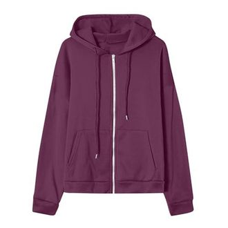 Generic Sweatshirts pour femmes UK Fermeture &eacute;clair int&eacute;grale - Sweat &agrave; capuche l&eacute;ger en coton surdimensionn&eacute; avec poche et cordon de serrage, cardigan &agrave; &eacute;pau