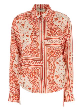 Fendi Hemd aus Seide mit Paisley-Print - Orange