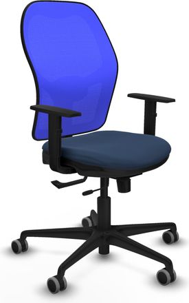 Piqueras y Crespo Ergonomischer Stuhl mit 1D-Armen, h&ouml;henverstellbare Lendenwirbelst&uuml;tze, ausgestattet mit Syncro/Traslack und Schaumstoff, Rollen 65 mm, Parkett, Blau/