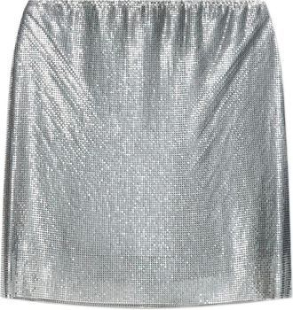 Versace Femme, Jupes, Gris, Taille: 36 FR Cielo Stellato Metal Mesh Mini Skirt
