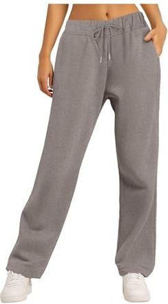 Generic Pantalon Jogging Femme en Coton de Sport Chic &Eacute;lastique Taille Haute avec Poches Droit &agrave; Coupe Large Training Yoga D&eacute;contract&eacute; Baggy Pilates Bas Leger