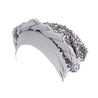 Generic Cache-t&ecirc;te tress&eacute; ethnique turban chapeau pr&eacute;-nou&eacute; casquettes de baseball en laine pour hommes, gris, Taille unique