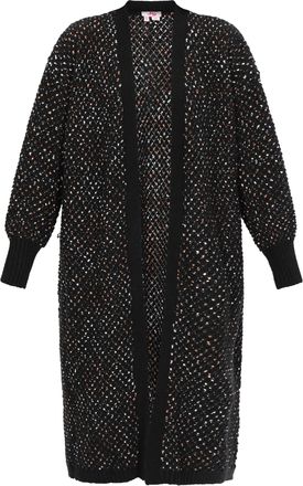 Mymo Strickjacke Frauen schwarz meliert