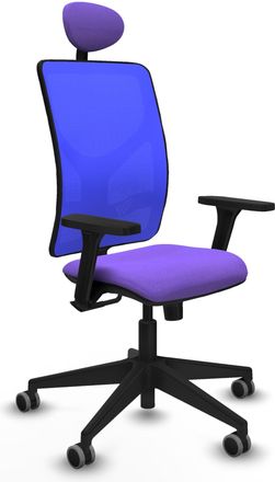 Piqueras y Crespo R&uuml;ckenst&uuml;tzstuhl mit 3D-Armen, h&ouml;henverstellbarer Lendenwirbelst&uuml;tze und festem Kopfteil, ausgestattet mit 3 Positionen und Schneidschaum, Blau/Lila