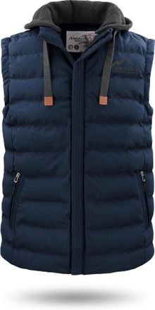 Normani Herren Weste Steppweste mit Swaet Kapuze und Stehkragen - Outdoor Weste mit wasserdichten Rei&szlig;verschl&uuml;ssen Farbe Dunkelmarine Gr&ouml;&szlig;e 12XL