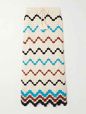 Escvdo Jupe Midi En Coton Crochet&eacute; &Agrave; Festons Safi - Cr&egrave;me