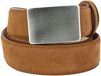 Tony & Paul Ceinture en daim. ALASKA, boucle Automatique - Easy Clip, Cuir. Pain grillé - Uni - FABRIQUE EN ITALIE. XL 110-125