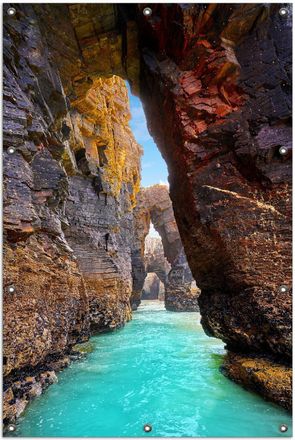 Wallario Outdoor-Poster f&uuml;r Garten oder Balkon Tor zum Ozean, Motivbanner Gr&ouml;&szlig;e: ca. 100 x 150 cm, Outdoor-Bild