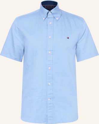 Tommy Hilfiger Kurzarm-Hemd Regular Fit Mit Leinen blau