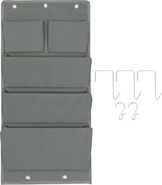 NUOBESTY Multifunktionale T&uuml;rh&auml;ngertasche mit 5 und 4 F&auml;chern Mehrschichtiger Organizer aus Stabilem Holzstab Graue Aufbewahrungstasche f&uuml;r Studentenwohnheim u