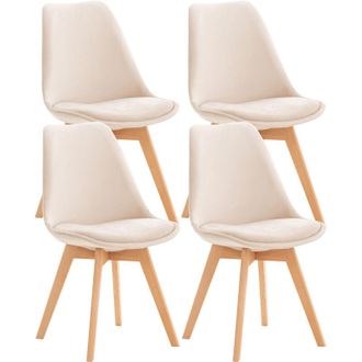 Clp Ensemble de 4 chaises en bois élégantes et velours élégant et conception moderne diverses couleurs colore : beige