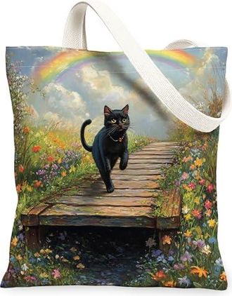 Generic Sac fourre-tout en toile motif chat Bombay pour le shopping, 33 x 38 cm, sac d&eacute;picerie r&eacute;utilisable pour femme, motif floral, plage, esth&eacute;tique, peint