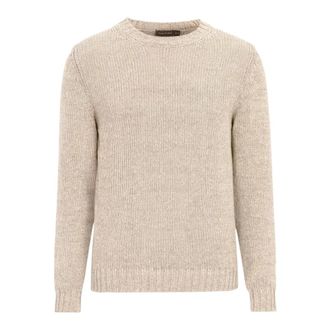 Oscar Jacobson Eleganter Beiger Rundhalspullover - - Knitwear - Herren - Beige - XL