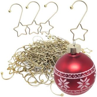Com-Four 100x cintres Premium en Forme d&eacute;toile pour Boules de Sapin de No&euml;l - Crochets pour Boules de No&euml;l - cintres pour Boules pour d&eacute;corations de Sapin de N