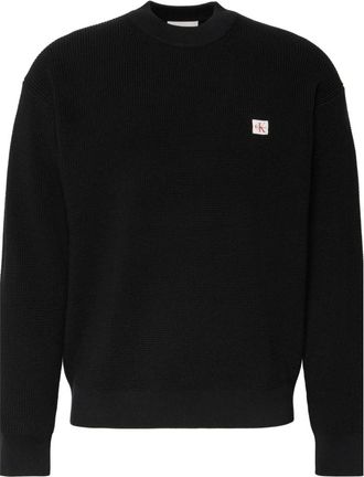 Calvin Klein Waffel-Baumwoll-Pullover mit Monogramm - - Knitwear - Herren - Schwarzk - XL