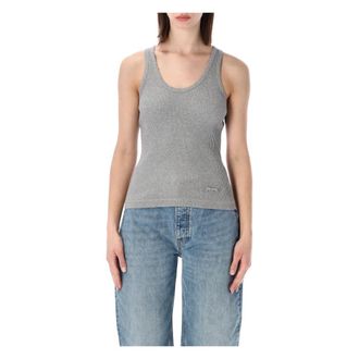 Ganni Cotton Rib Tank Top - - Tops - Damen - Grau - L