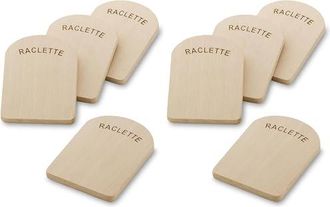 KELA Kela Set 4teilig BAAR, Brettchen Holz 14 x 9,5 cm, Buchenholz, Zubeh&ouml;r Untersetzer, Raclette Parkplatz, 2er Pack, 4