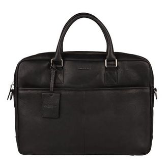 Burkely Fundamentals Antique Avery Reid Laptopbag Uni 15,6 - Noir - Serviette en cuir pleine fleur - Section rembourr&eacute;e pour ordinateur et poches avant double