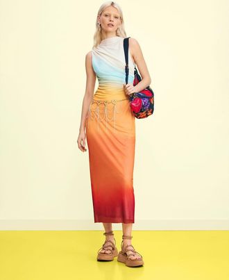 Desigual Kleid aus T&uuml;ll mit Farbverlauf in Orange