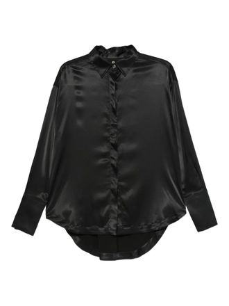 Thom Krom Hemd in Satinoptik - Schwarz