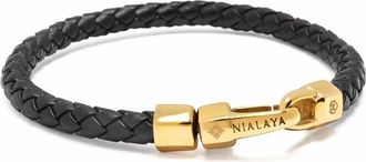 Nialaya Homme, Accessoires, Jaune, Taille: L Braided Leather Bracelet