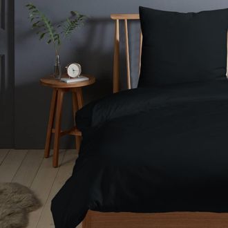 Pizuna 400 Fadenzahl aus Baumwolle Bettw&auml;sche Staubiger Schwarz, 100% Langstaple Baumwolle Bettbezug und Kissenbezug, 100% Baumwolle Mako Satin 2-Teilig Bett