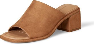 Amazon Essentials Damen Pantolette mit Blockabsatz, Bräunen Optik Mikro Wildleder, 35.5 EU