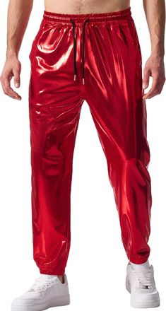 Feoya Metallic Hose Herren Gl&auml;nzende Disco Party Jogginghose Glitzer Glitzernde Festival Nachtclub Disco Hose mit Taschen Metallisch Glitzernde Abschlussbal