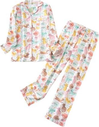 Generic Ensemble de pyjama pour femme en coton - Pyjama dhiver tendance gaufr&eacute; de couleur unie, haut &agrave; col rond et pantalon long, sweats &agrave; capuche doux avec p