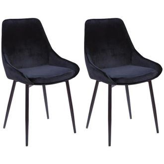 Vente-Unique Vente-unique - Lot de 2 chaises - Velours et m&eacute;tal noir - Noir - masurie