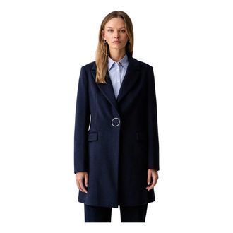 Fracomina Knielanger einreihiger Mantel - - Jackets - Damen - Blau - M