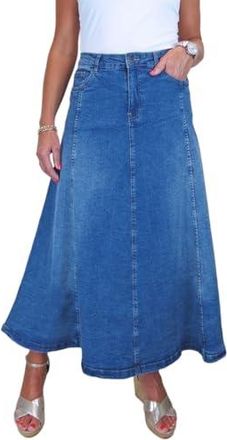 Paulo Due Jupe en Jean Maxi en Denim Stretch pour Femme avec Large Bas &Eacute;vas&eacute; Bleu Moyen 40-50 (38)