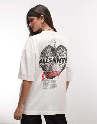AllSaints T-Shirt mit kurzem &Auml;rmel, Grafik-Logo und R&uuml;ckenprint in Wei&szlig;
