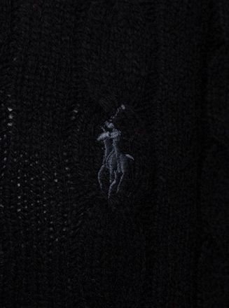 Polo Ralph Lauren Mens Sweater Intreccio Black Wool-Cashmere Wool And Cashmere Tops Top