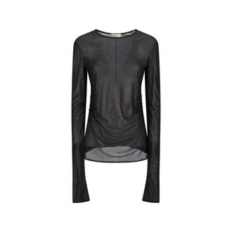 Blumarine Gl&auml;nzende Jersey-Bluse - - Blouses & Shirts - Damen - Schwarzk - S