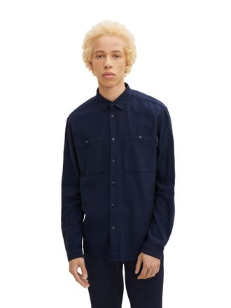 Tom Tailor Herren Overshirt mit Brusttasche 1032374, 28146 - Navy Shades Twill, S