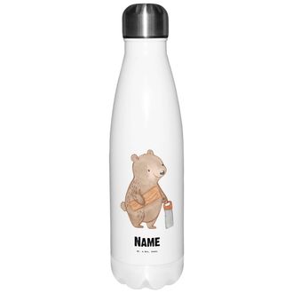 Mr. & Mrs. Panda Personalisierte Thermosflasche Schreiner Herz - Geschenke, Mit Namen, 750ml, Geschenk, Kalthalteflasche Wunschtext, Trinkflasche Isoliert, Isolierflas
