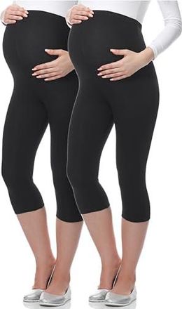 Be Mammy Lot de 2 Leggings 3/4 Grossesse Maternité Tenue Sport 03 (Noir/Noir, XXL)